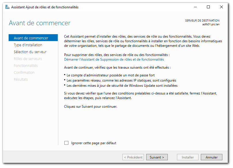 Installer ADFS sous Windows Server 2022